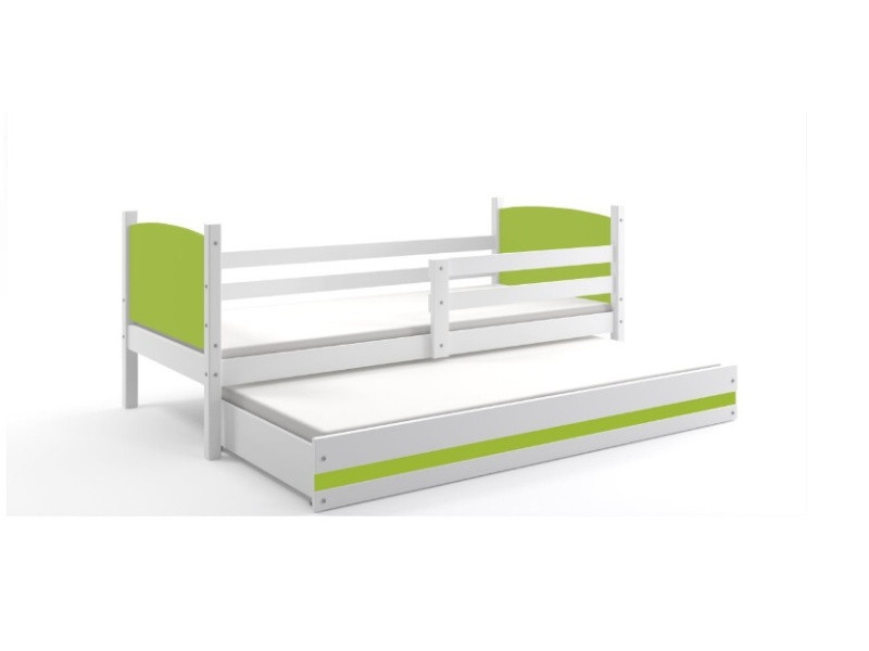 Posteľ z masívneho dreva pre 2 deti TAMI 2 - biela/zelená - Nábytok Pegas