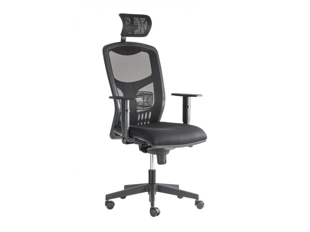 Kancelárske kreslo York Mesh čierne s podrúčkami a opierkou hlavy ...