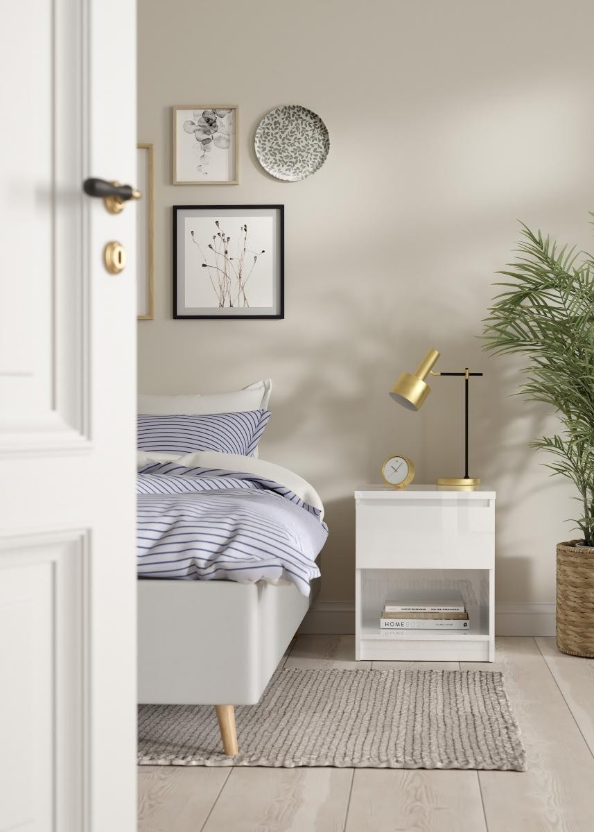 Nočný stolík SIMPLICITY 238, Biely lesk - Nábytok Pegas